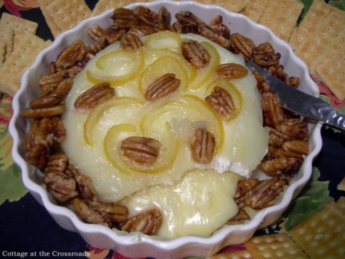 Baked Brie with Candied Lemon Peel - Cottage at the Crossroads