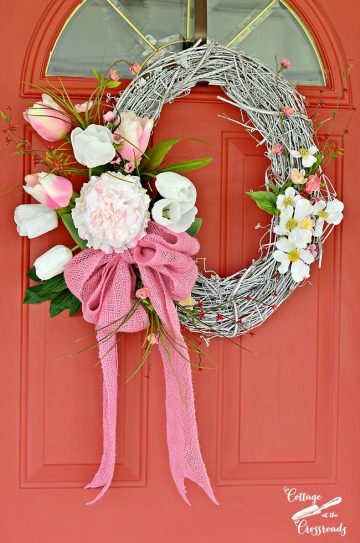 A Pink Spring Wreath - Cottage at the Crossroads