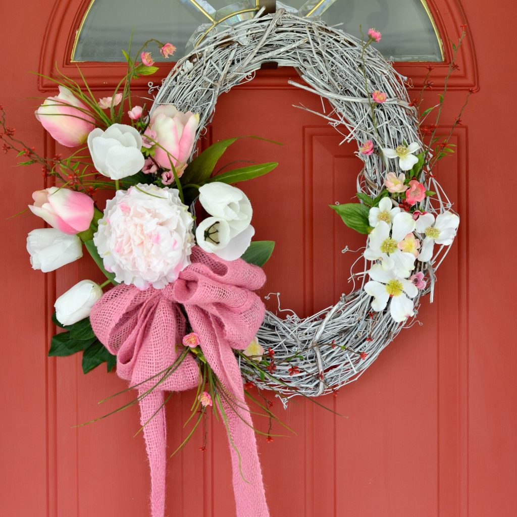 A Pink Spring Wreath - Cottage at the Crossroads