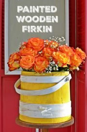 Painted Wooden Firkin Bucket - Cottage at the Crossroads