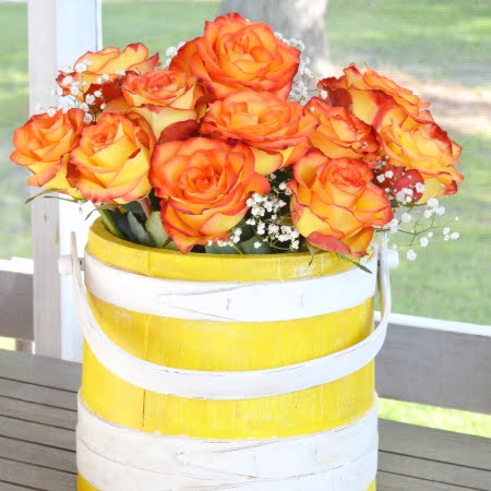 Painted Wooden Firkin Bucket - Cottage at the Crossroads