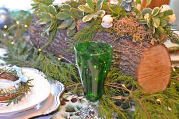 Yule Log Tablescape - Cottage at the Crossroads