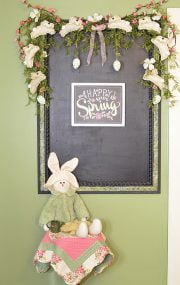 Happy Spring Chalkboard in the Kitchen - Cottage at the Crossroads