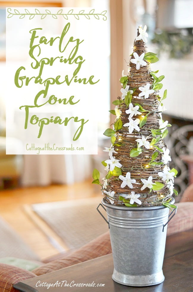 Early Spring Grapevine Cone Topiary - Cottage at the Crossroads