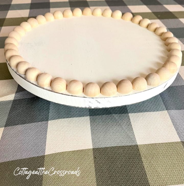 Farmhouse Lazy Susan with Wood Beads - Cottage at the Crossroads
